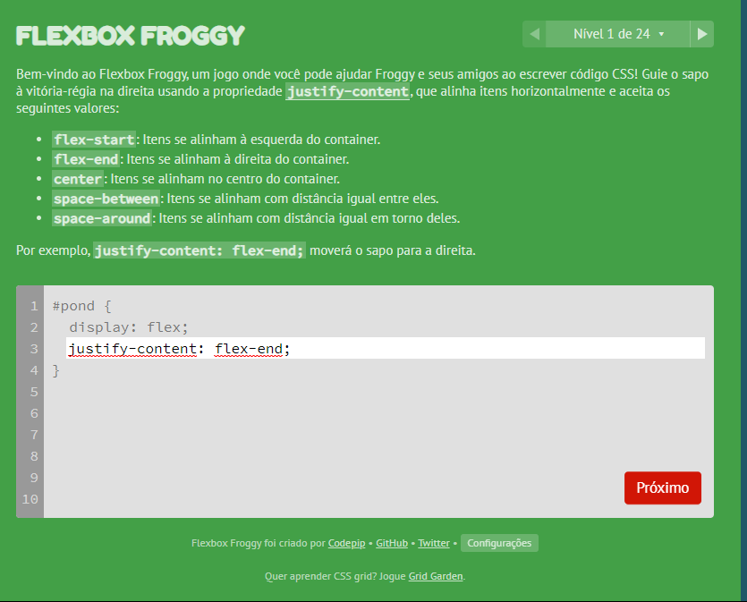 Dica de Site: Aprenda Flexbox jogando - Linha de Comando